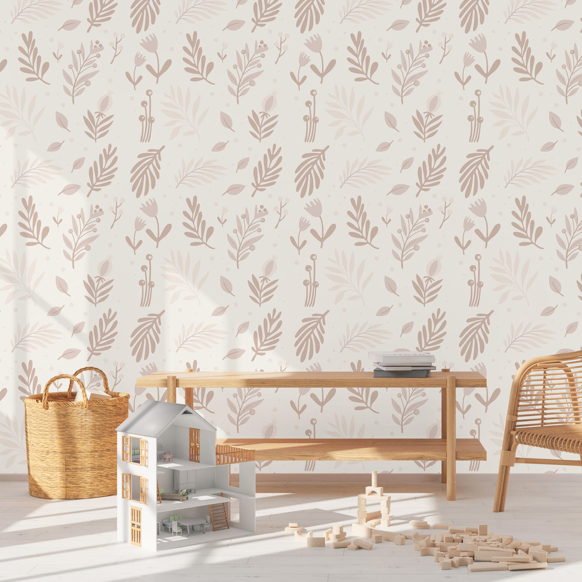 Fluffy Leaf | Removable wallpaper with flower pattern