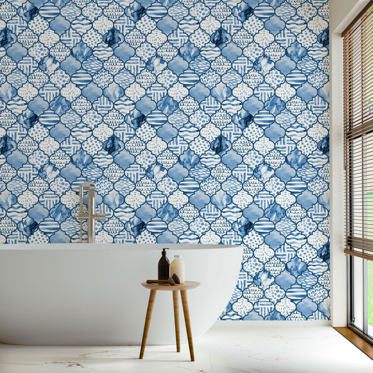 Blue Ogee Wallpaper - Timeless Elegance for Your Walls | DeccoPrint