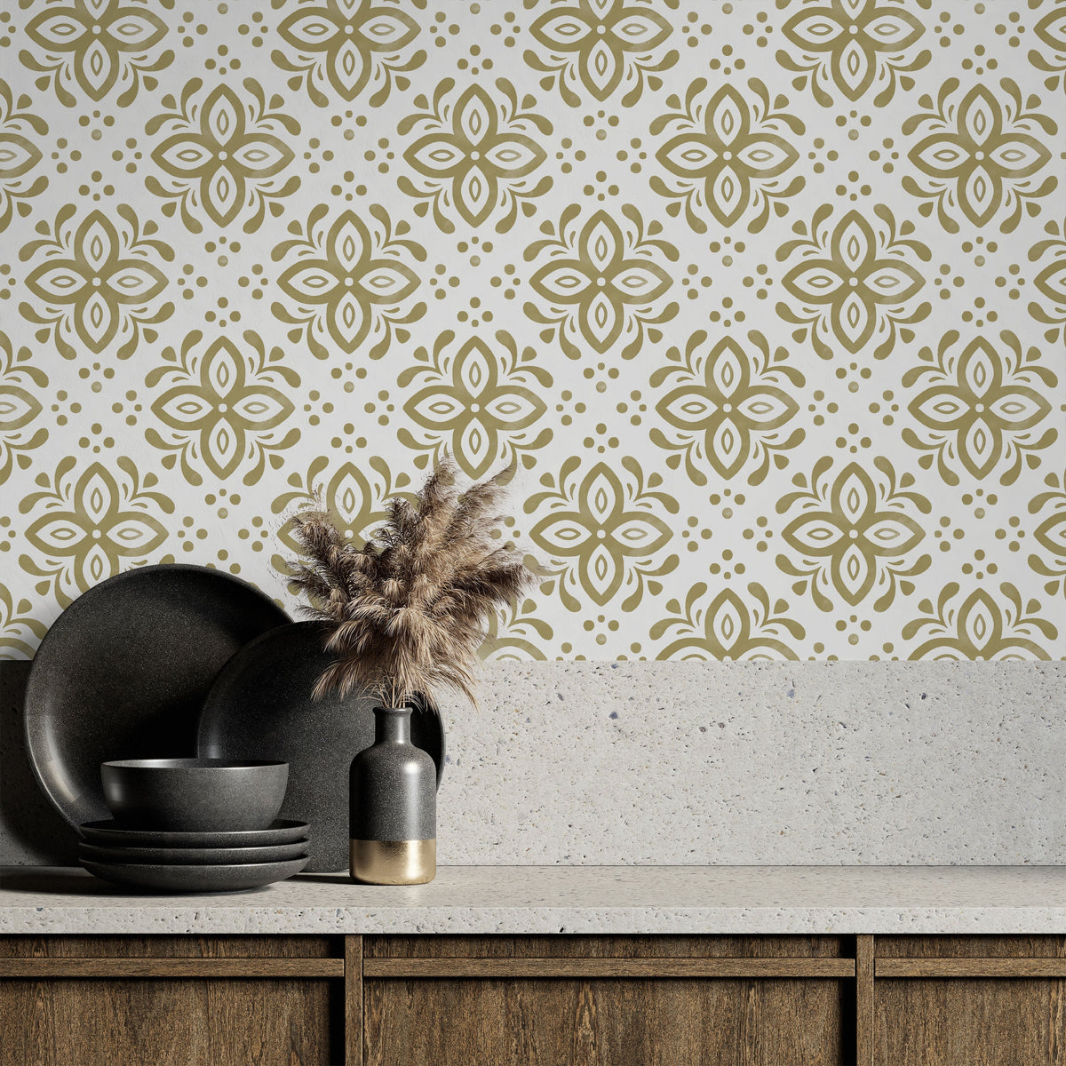 Euforia Mandala Wallpaper - Neutral and Elegant Tile design | DeccoPrint