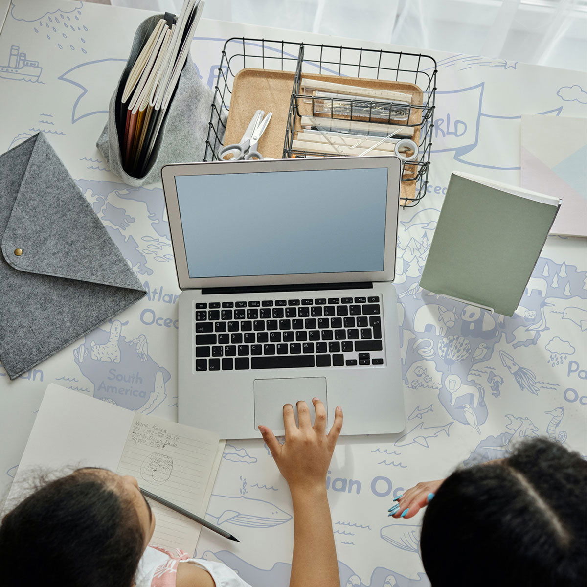 Sapphire Map | Removable World Map Wallpaper for Kids