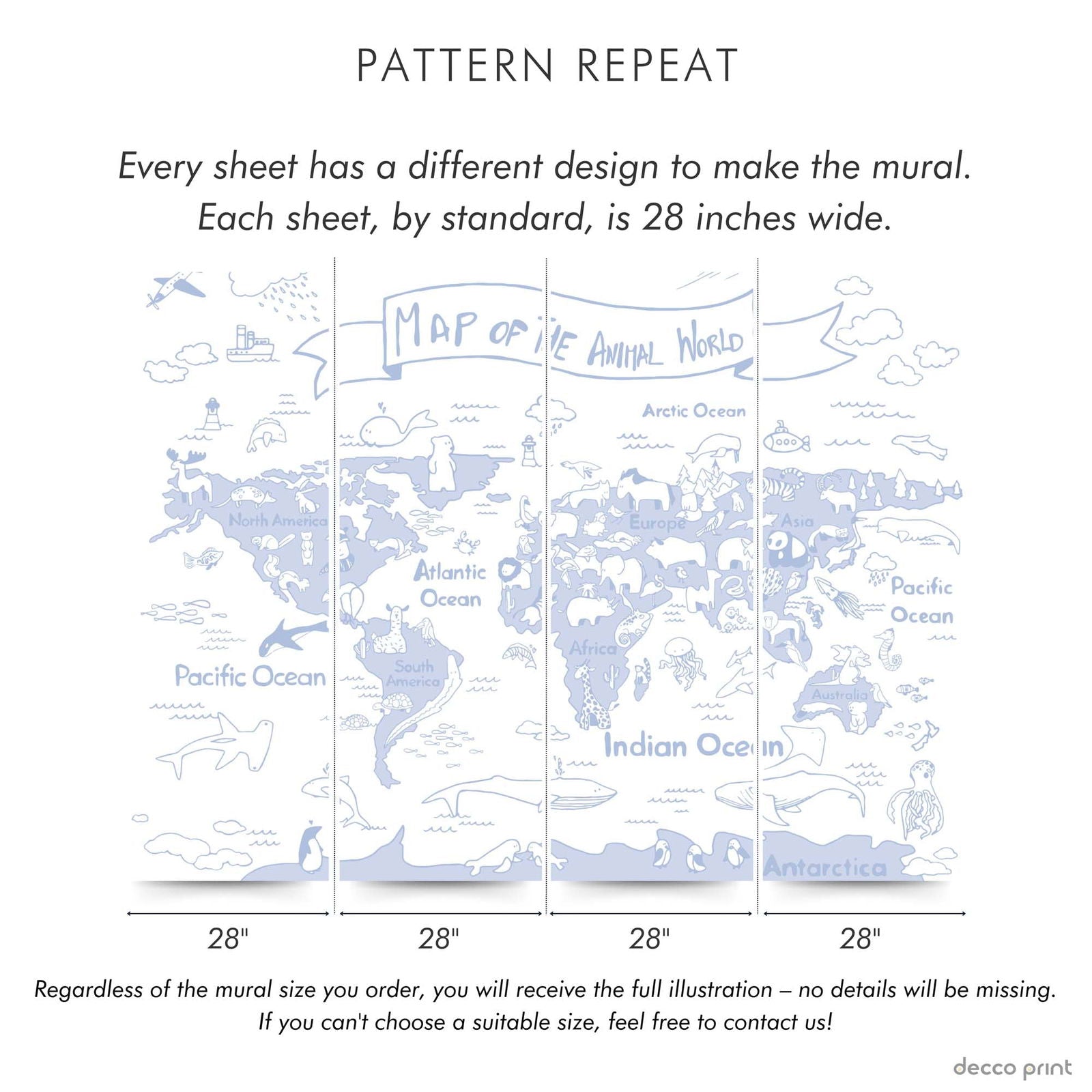 Sapphire Map | Removable World Map Wallpaper for Kids